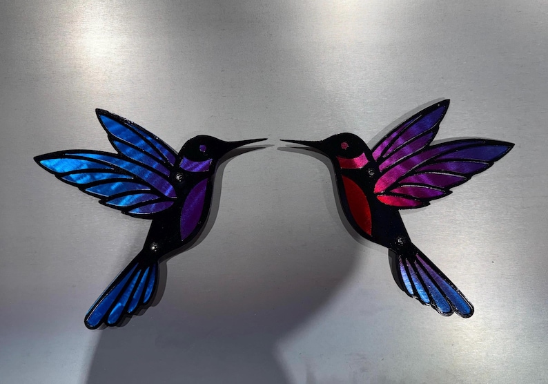 Handmade Metal Hummingbird Garden Stake – Colorful Yard Art - Etsy