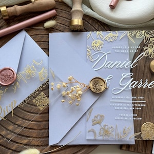 Stylish Clear Acrylic Wedding Invitation Suite: Floral Quinceanera ...