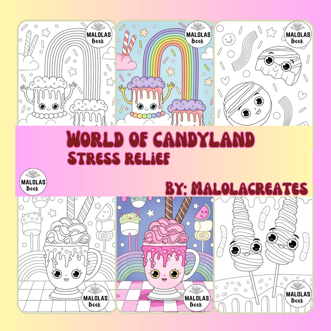 World of Candyland Coloring Book Good for Stress Relief and Relaxation ...