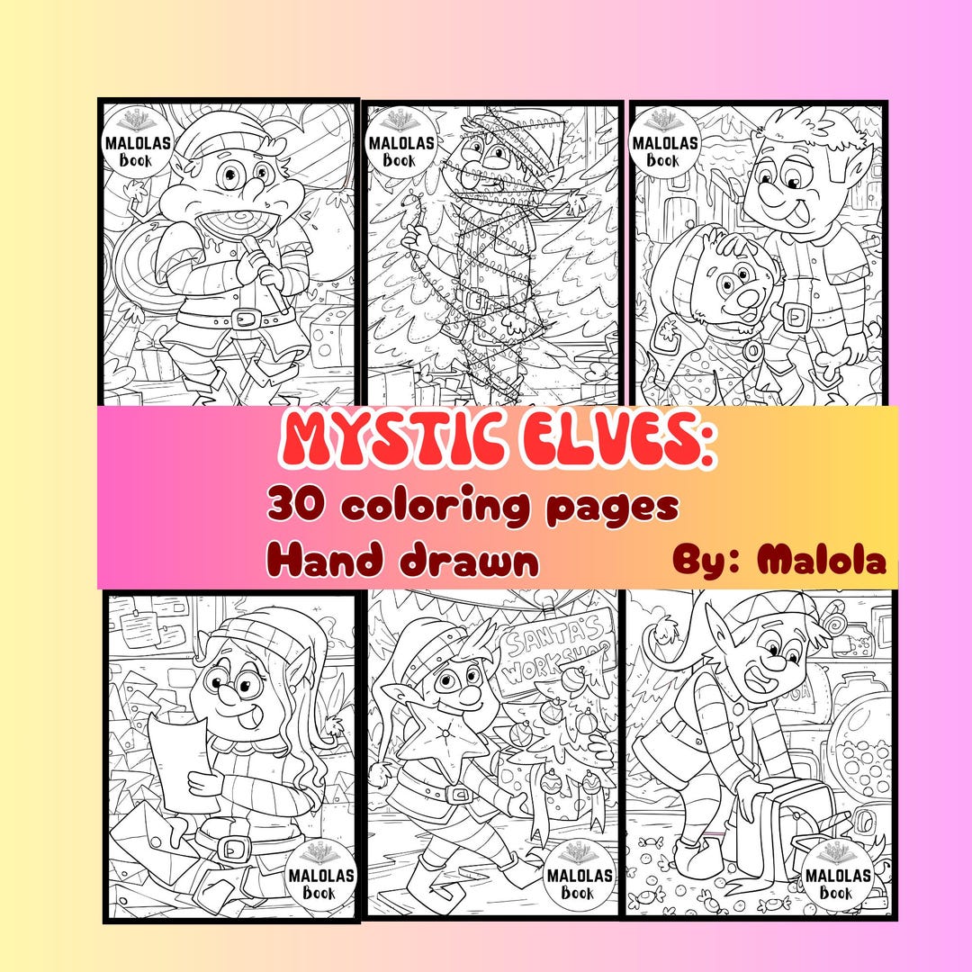 Mystic Elves Coloring Book for Kids and Adults With 30 Pages Hand Drawn ...