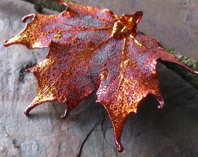 One Huge Iridescent Copper Dipped Sugar Maple Leaf Ornament - Etsy