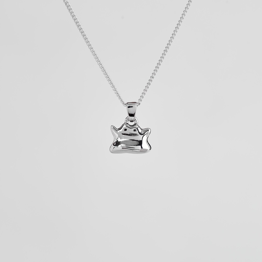 Sterling Silver Pink Blob Pendant - Anime Gamer Necklace - Etsy