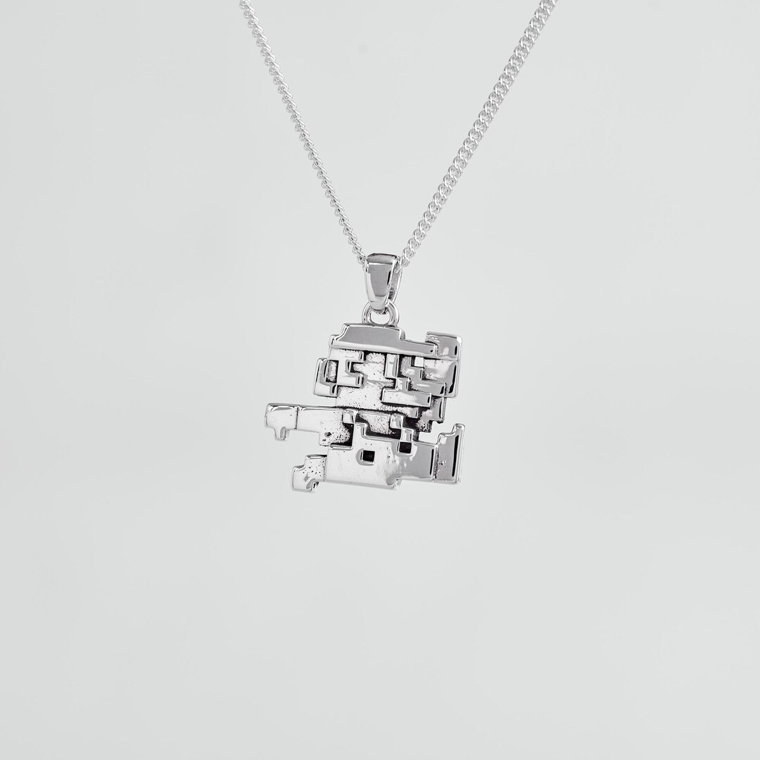 Super Mario Bros 85 Pixelated Running Silver Pendant - Mario Jewelry - Etsy
