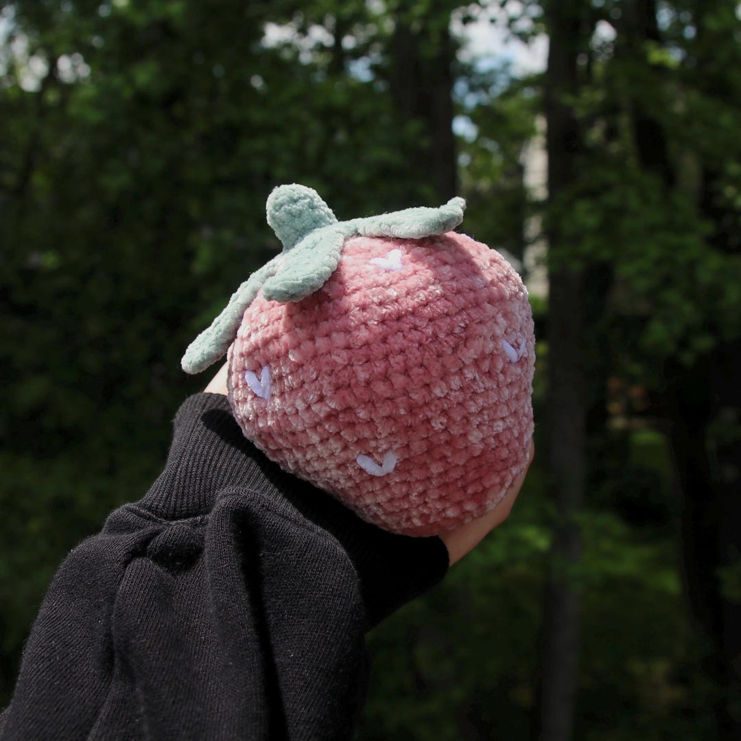 Crochet Strawberry Plush | Handmade Fruit Plushie | Soft Kawaii Room ...