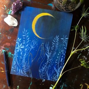 Flower Moon Notebook Unlined Sketchbook Large Journal Illustration Art ...