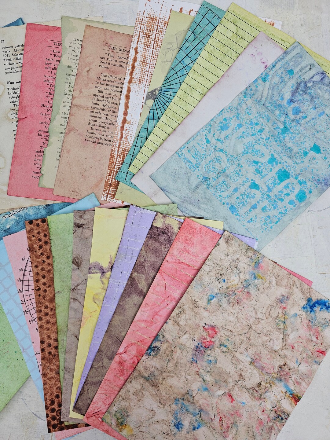 MIXED Bundle 40 Dyed Painted Altered Pages HALF PAGE Size - Etsy