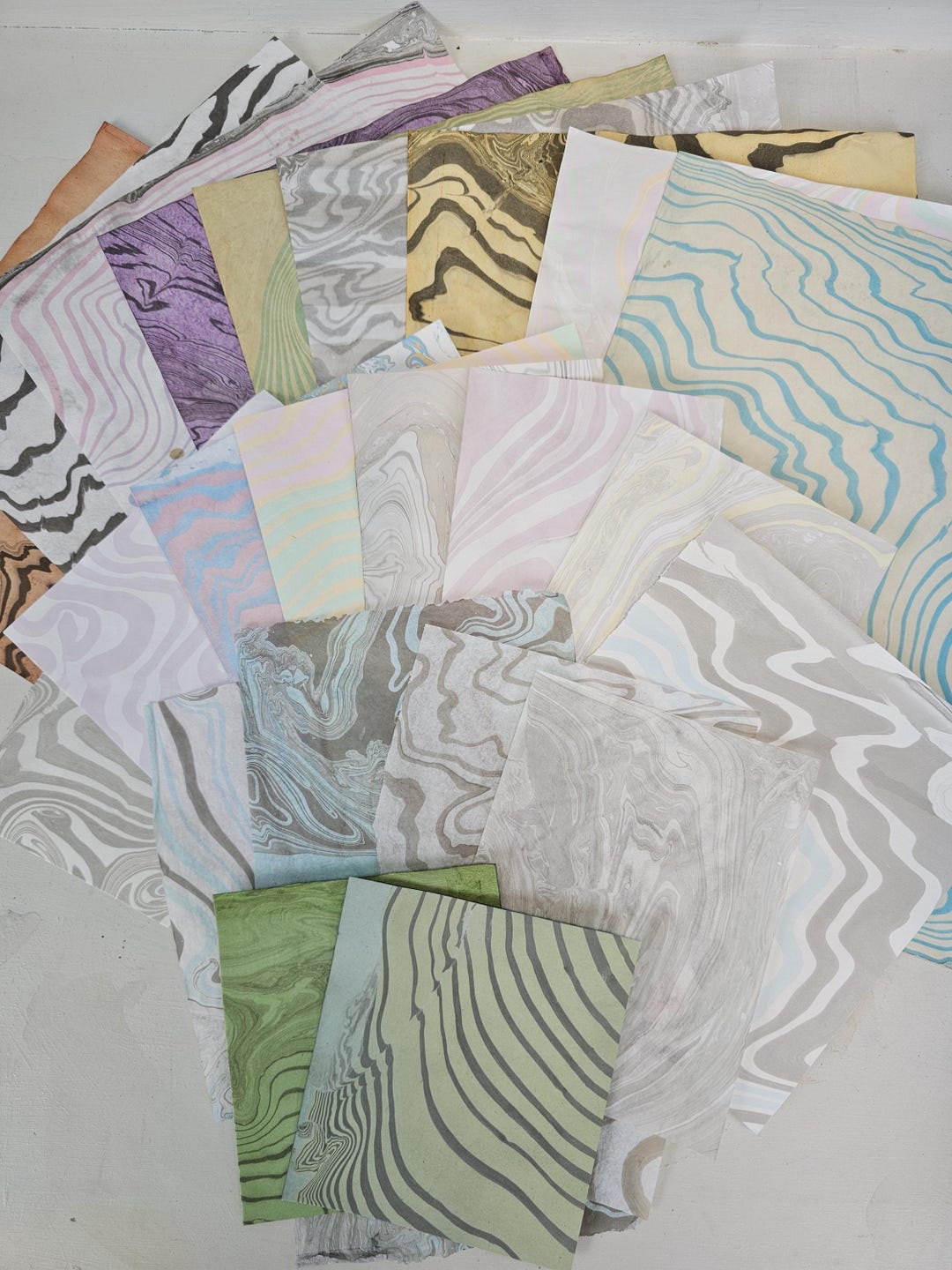 Suminagashi Bundle, 20 Pieces, Japanese Marbling, for Bookbinding ...