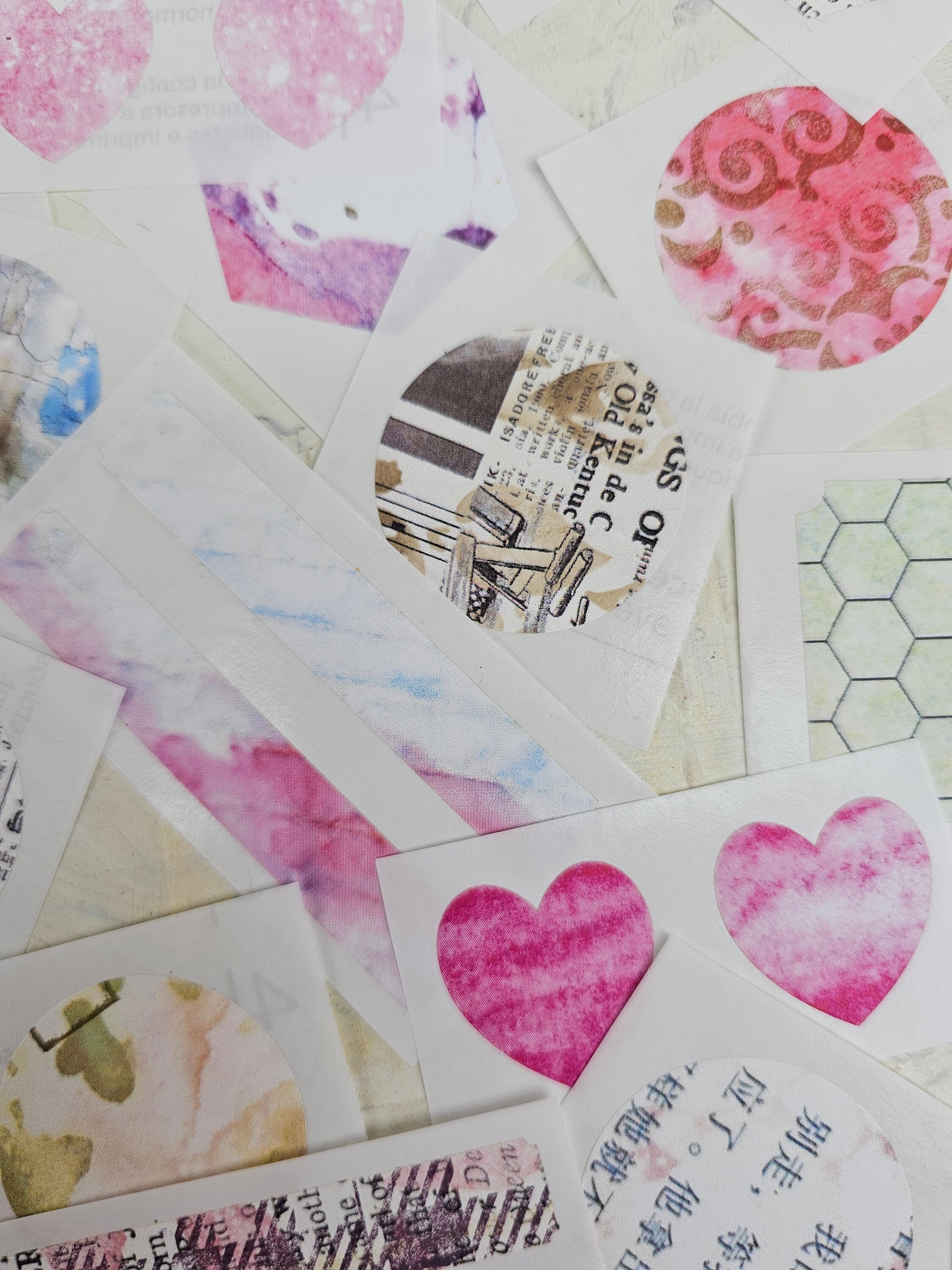 50 Handmade Stickers Mixed Media Labels Art Journal - Etsy