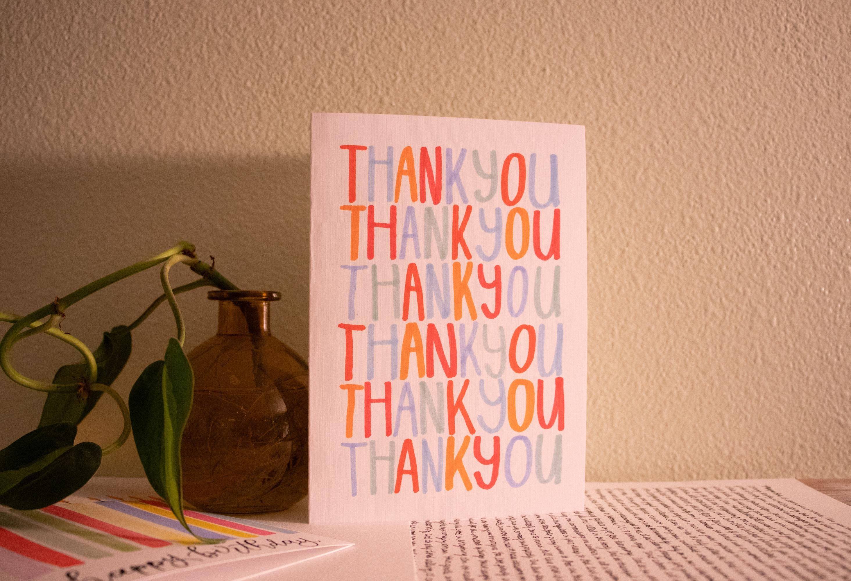 Original Card, Thank You Card Print, Hand Drawn Thank You Card, Artsy ...