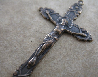 Solid Bronze Crucifix Rosary Parts Religious Charms Pendants - Etsy