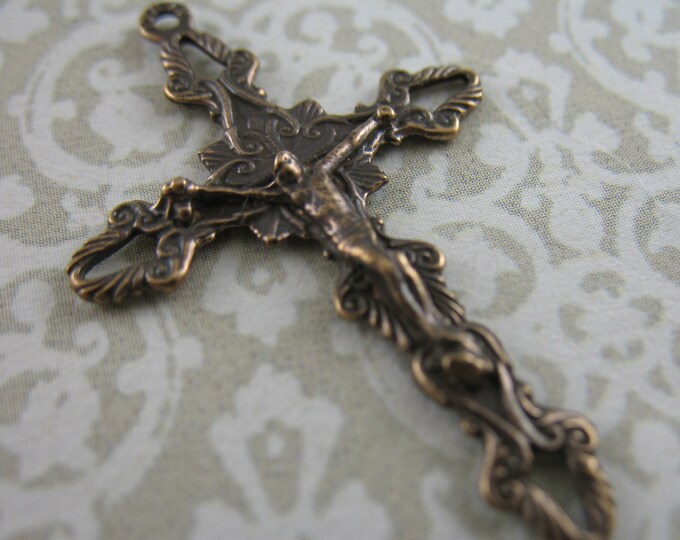 Solid Bronze Crucifix Rosary Parts Religious Charms Supplies - Etsy