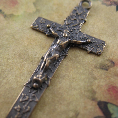 Solid Bronze Crucifix Rosary Parts Religious Charms Pendants - Etsy