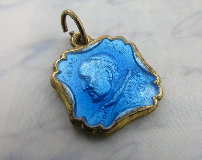 Vintage Italian Religious Medal Souvenir Vatican Blue Enamel Religious ...