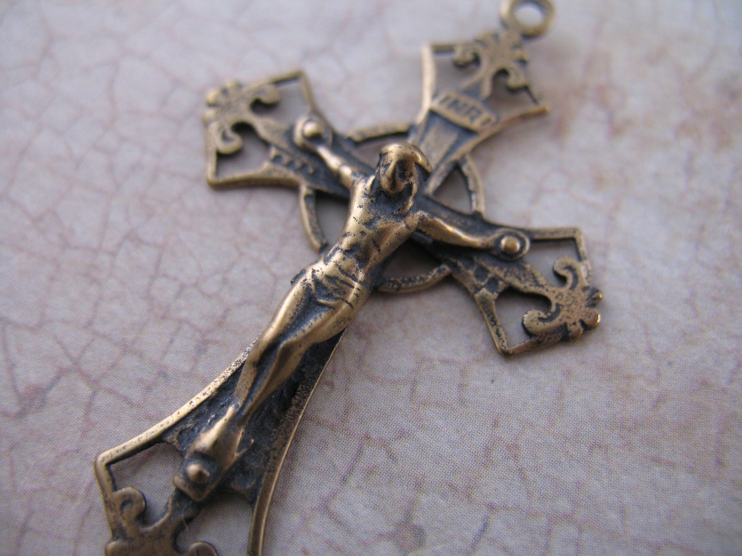 Solid Bronze Crucifix Rosary Parts Supplies Religious Jewelry Pendants ...