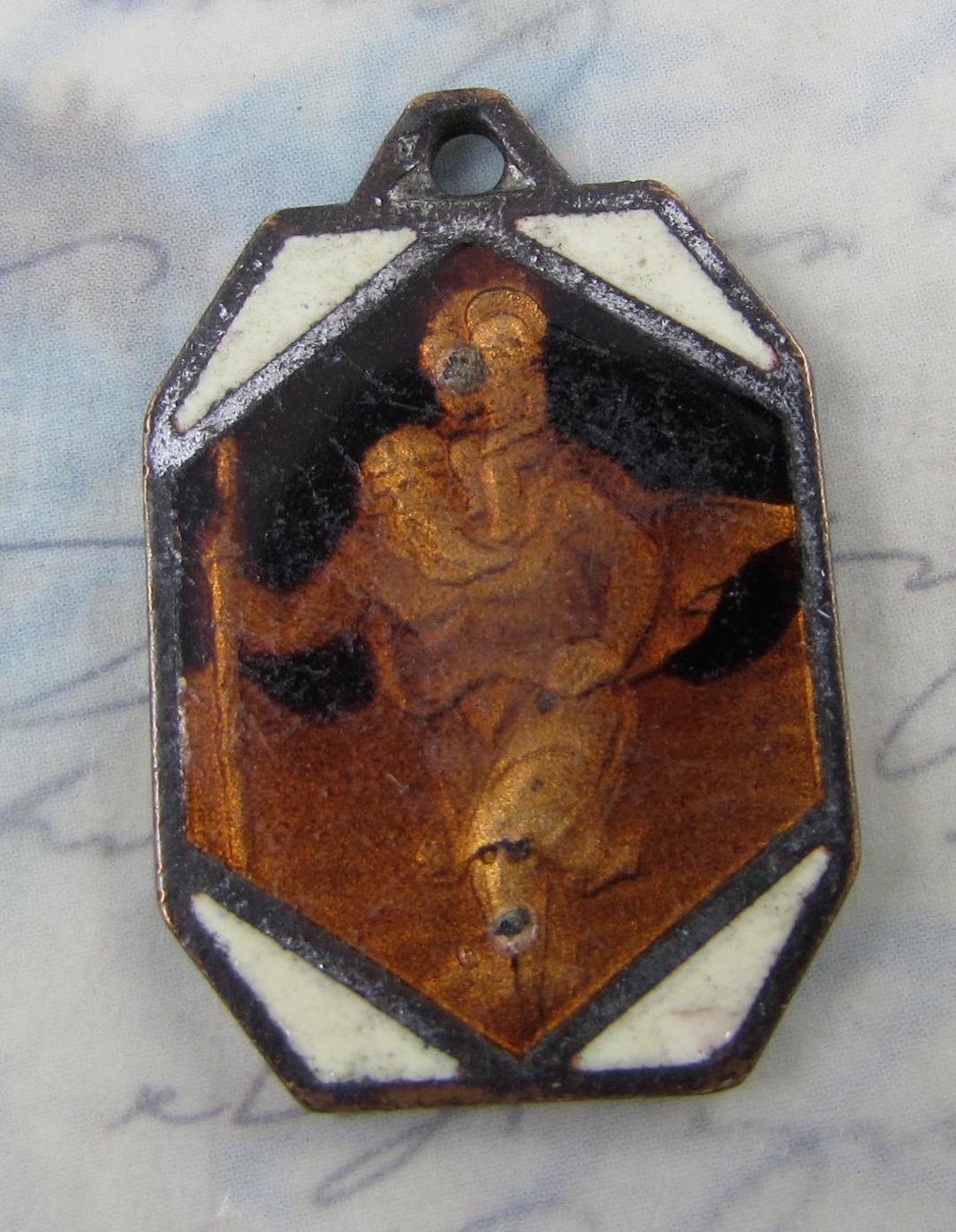Vintage Enamel Saint Christopher Medal Catholic Pendants Religious ...