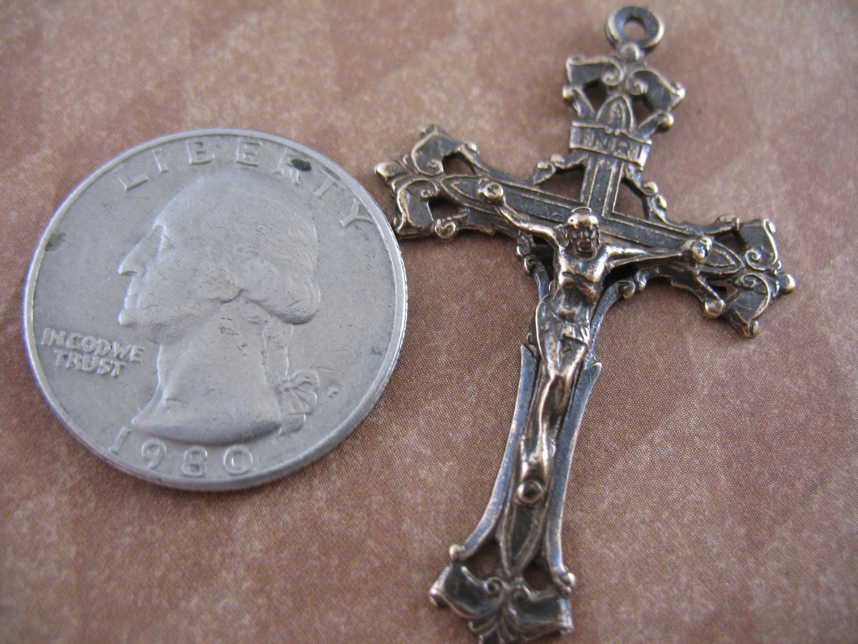 Solid Bronze Crucifix Rosary Parts Religious Charms Pendants - Etsy