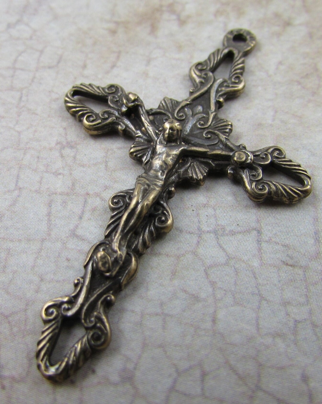 Solid Bronze Crucifix Rosary Parts Religious Charms Religious Jewelry ...