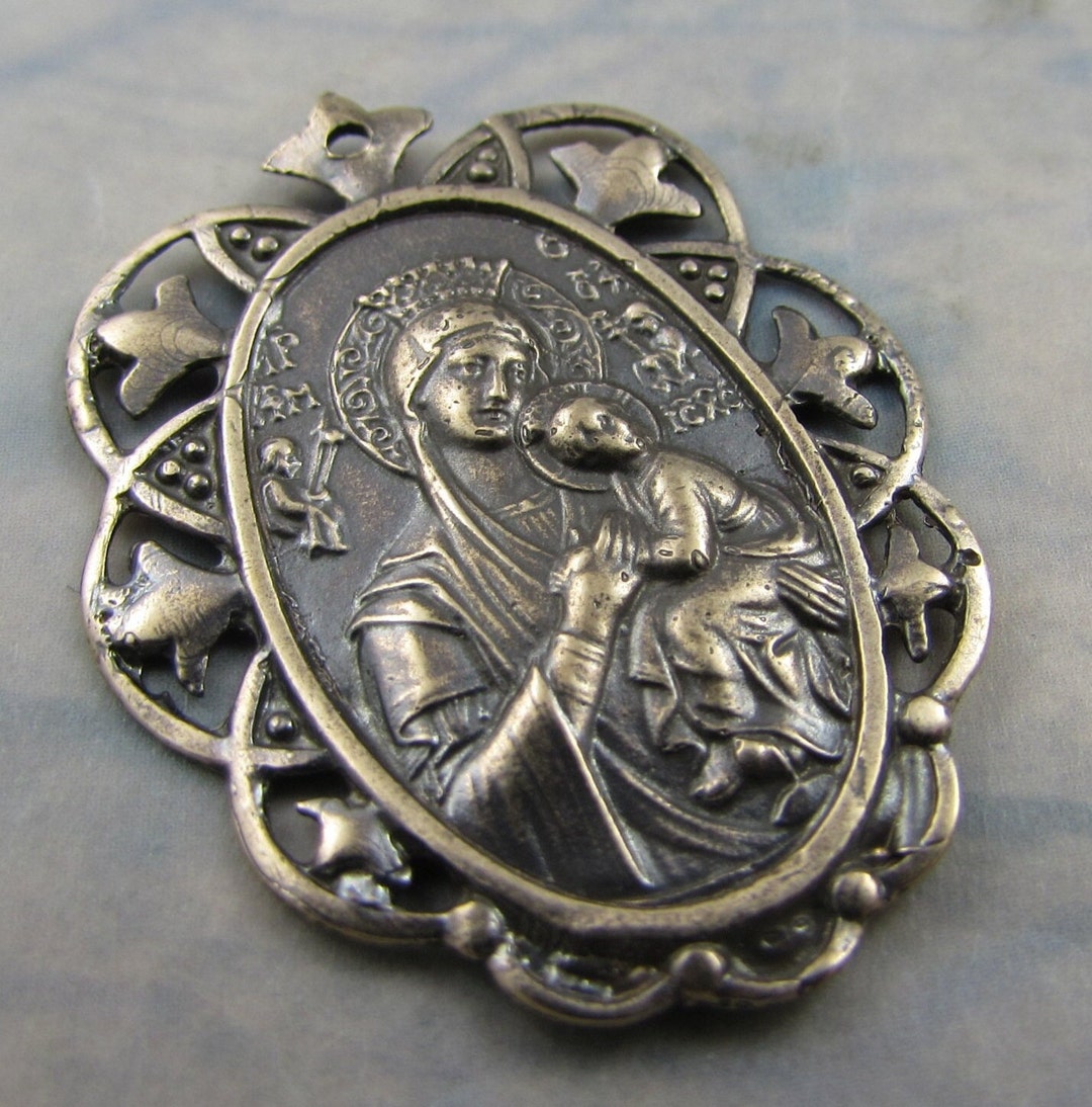 Large Madonna and Child Religious Medal Solid Bronze Catholic Medals ...