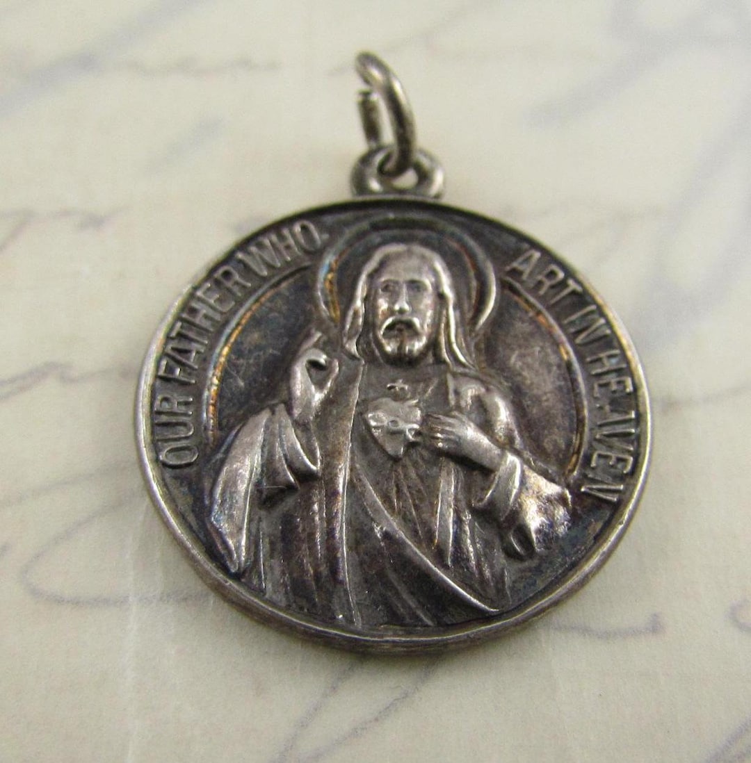 Vintage Sterling Silver Religious Medal the Lord's Prayer Medal ...