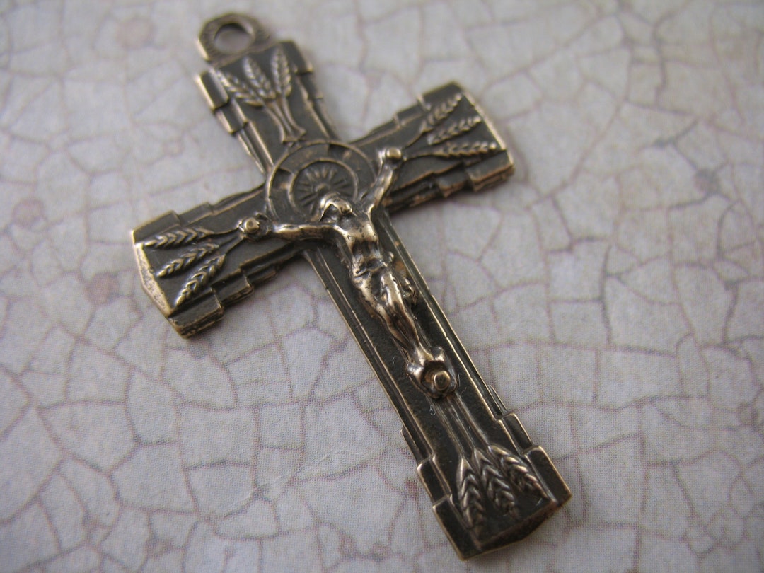 Solid Bronze French Replica Crucifix Catholic Rosary Parts Religious ...