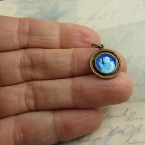 Small Vintage Religious Medal Italian Souvenir Blue Enamel Religious ...
