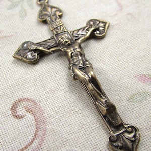 Solid Bronze Crucifix Rosary Parts Fleur De Lis Crucifix Catholic ...