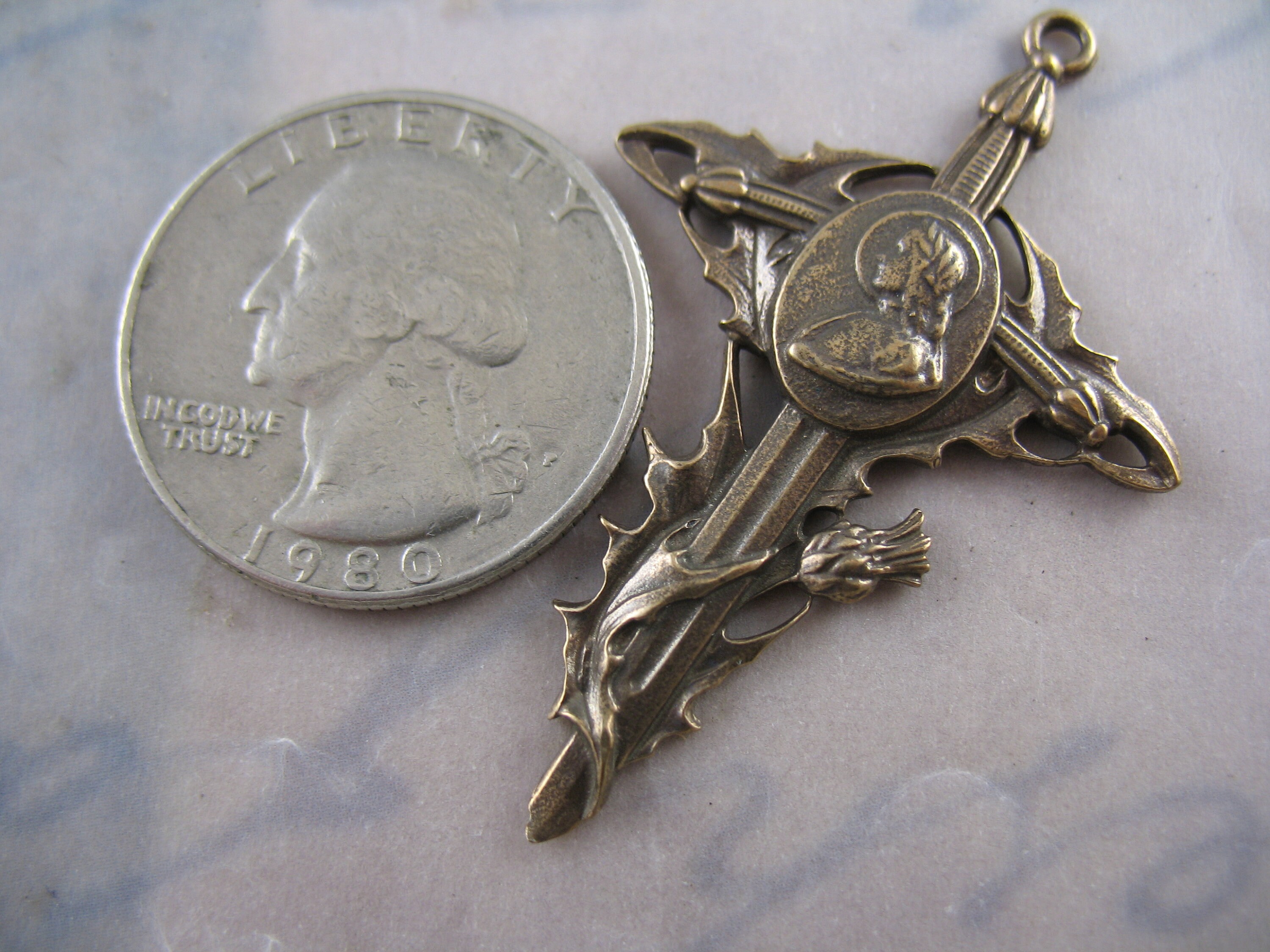 Solid Bronze Joan of Arc Cross With Thistles Rosary Parts - Etsy