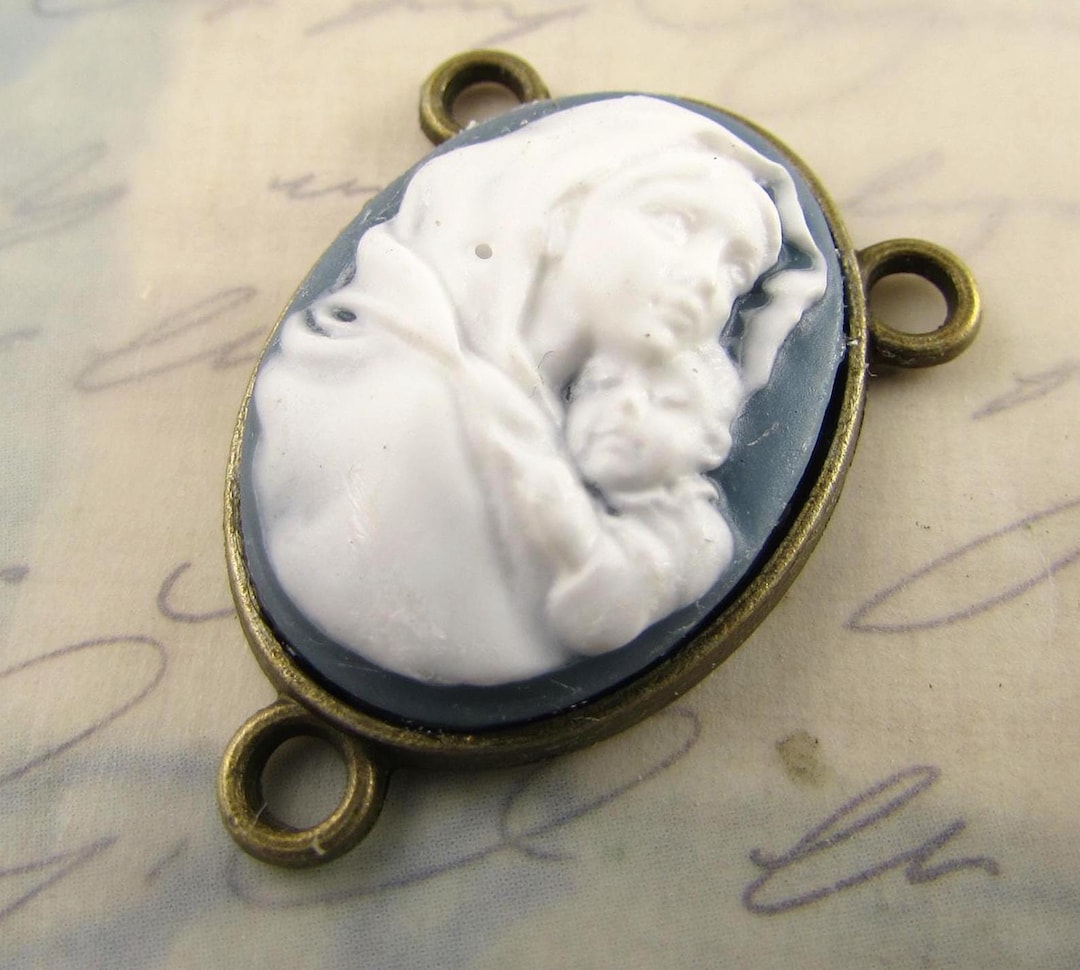 Blessed Mother Cameo Rosary Center Connector Jewelry Links Catholic ...