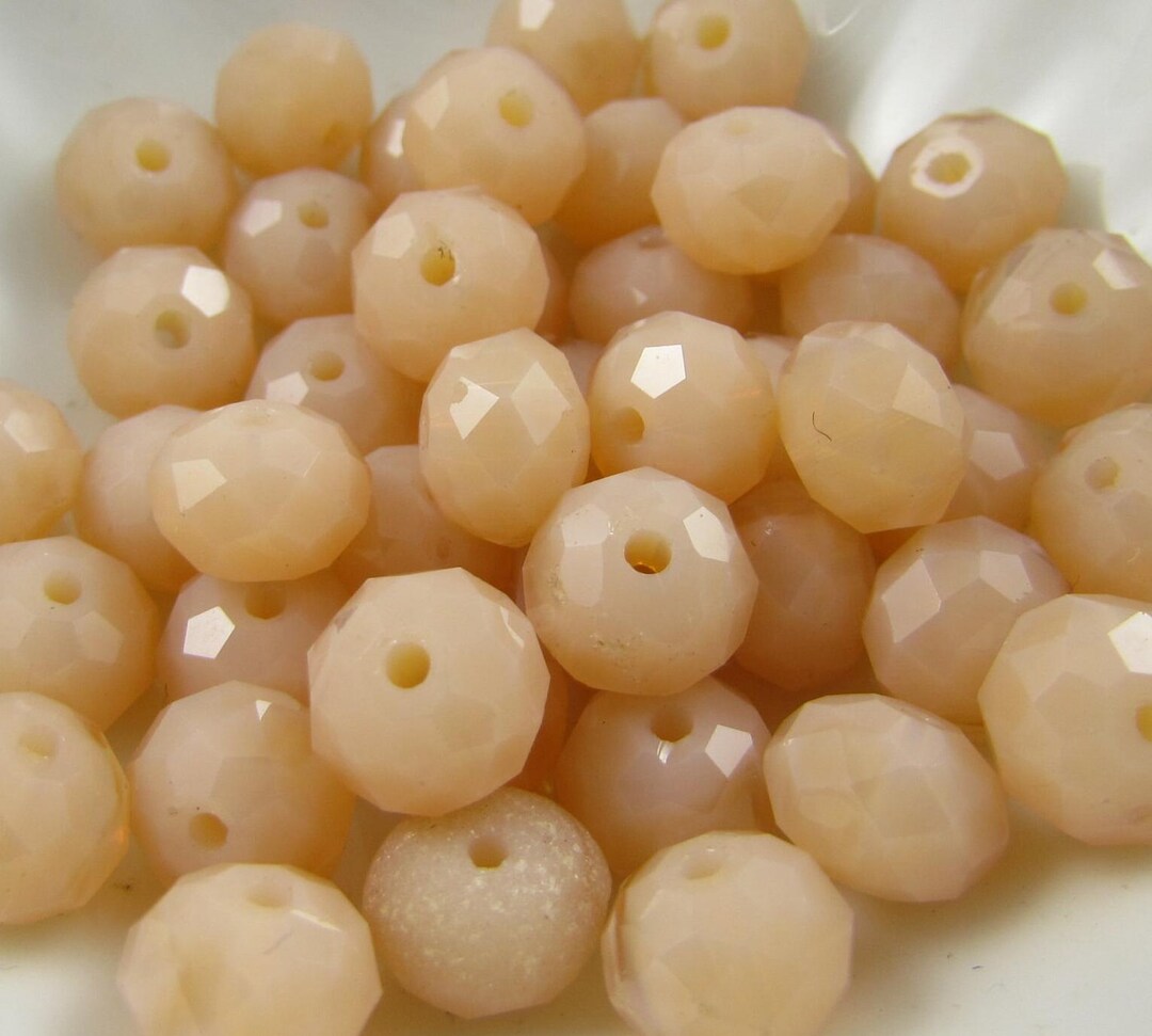 45 Vintage Glass Beads Pink 8mm Beveled Glass Beads Vintage Jewelry ...