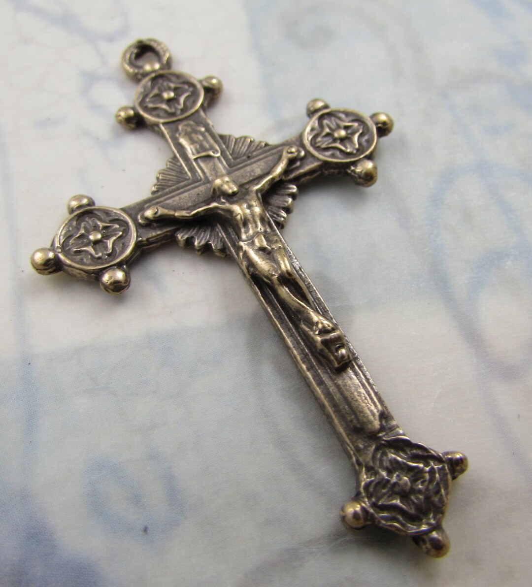 Solid Bronze Crucifix Rosary Parts Catholic Jewelry Pendants Religious ...