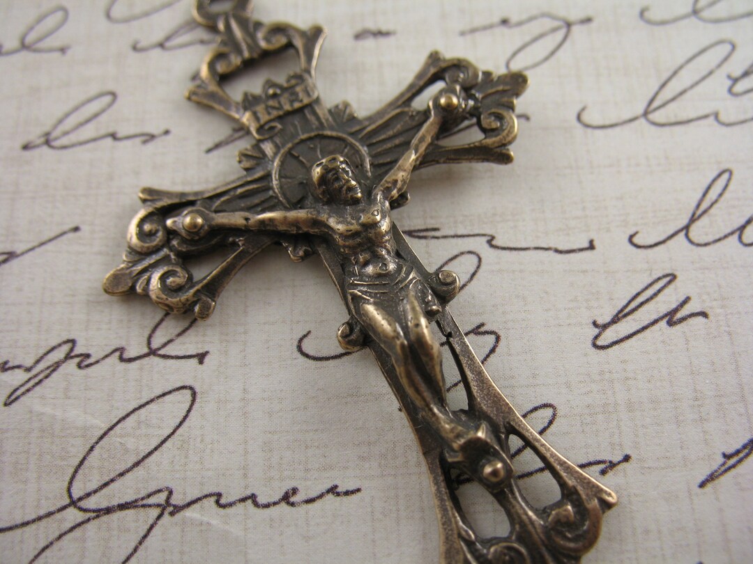 Solid Bronze Crucifix Rosary Parts Rosary Crucifix Catholic Pendants ...