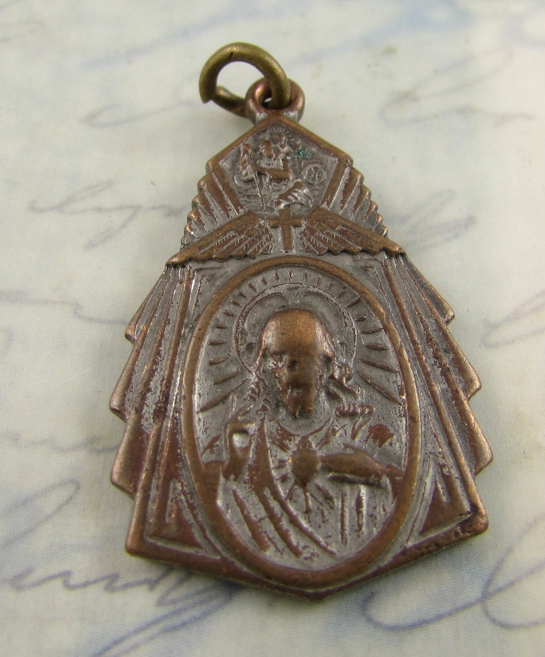 Vintage Religious Medal Saint Christopher Christ Madonna and Child ...