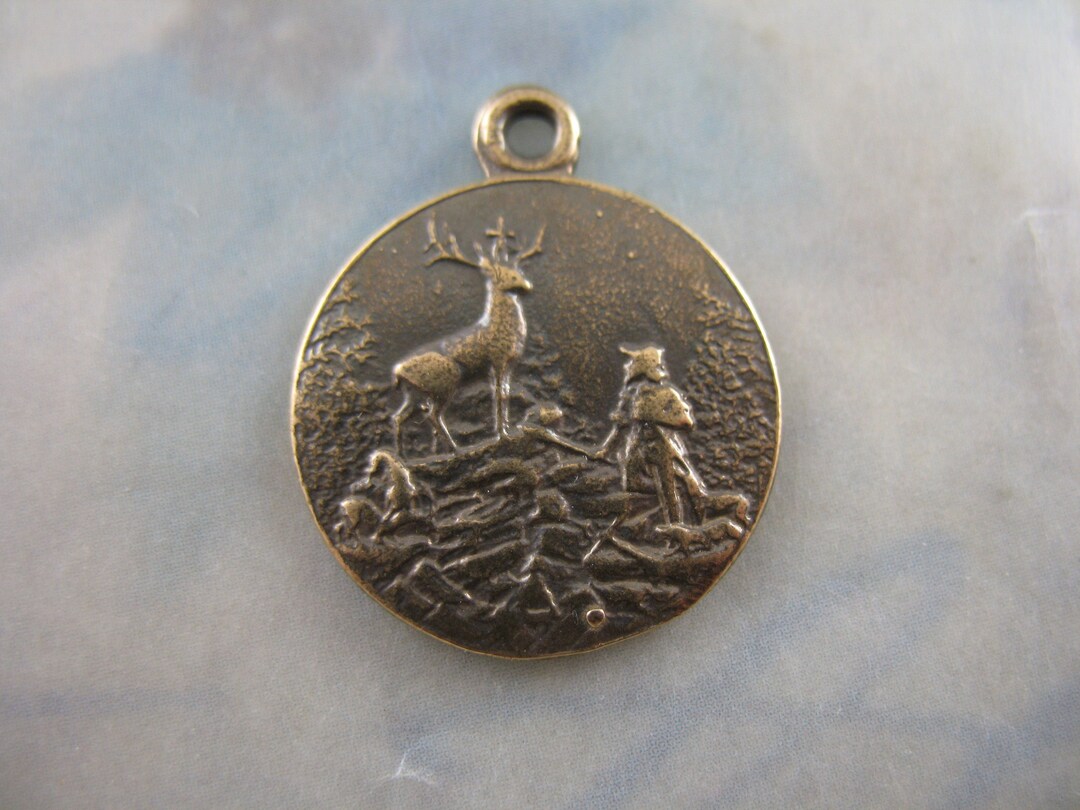 Saint Hubert Solid Bronze Medal Religious Charms Catholic Pendants ...