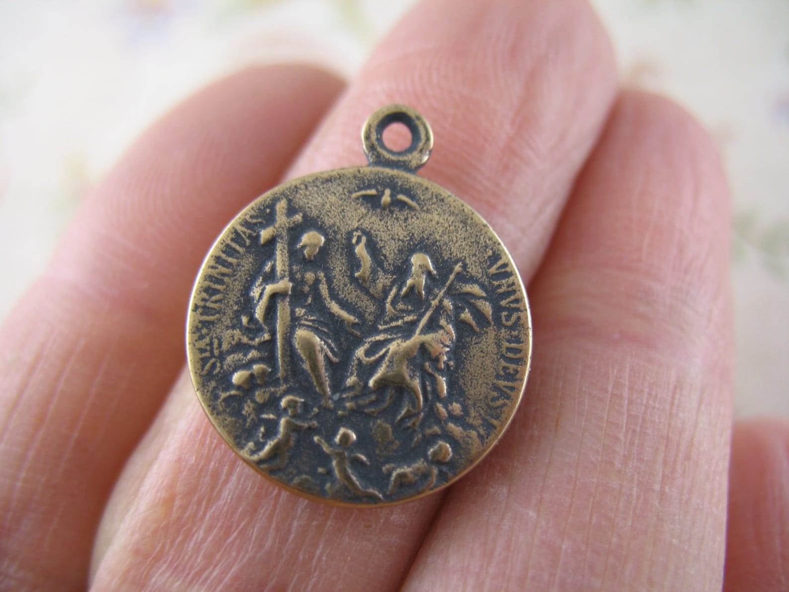 Holy Trinity Holy Spirit Solid Bronze Religious Medal Religious Charms ...