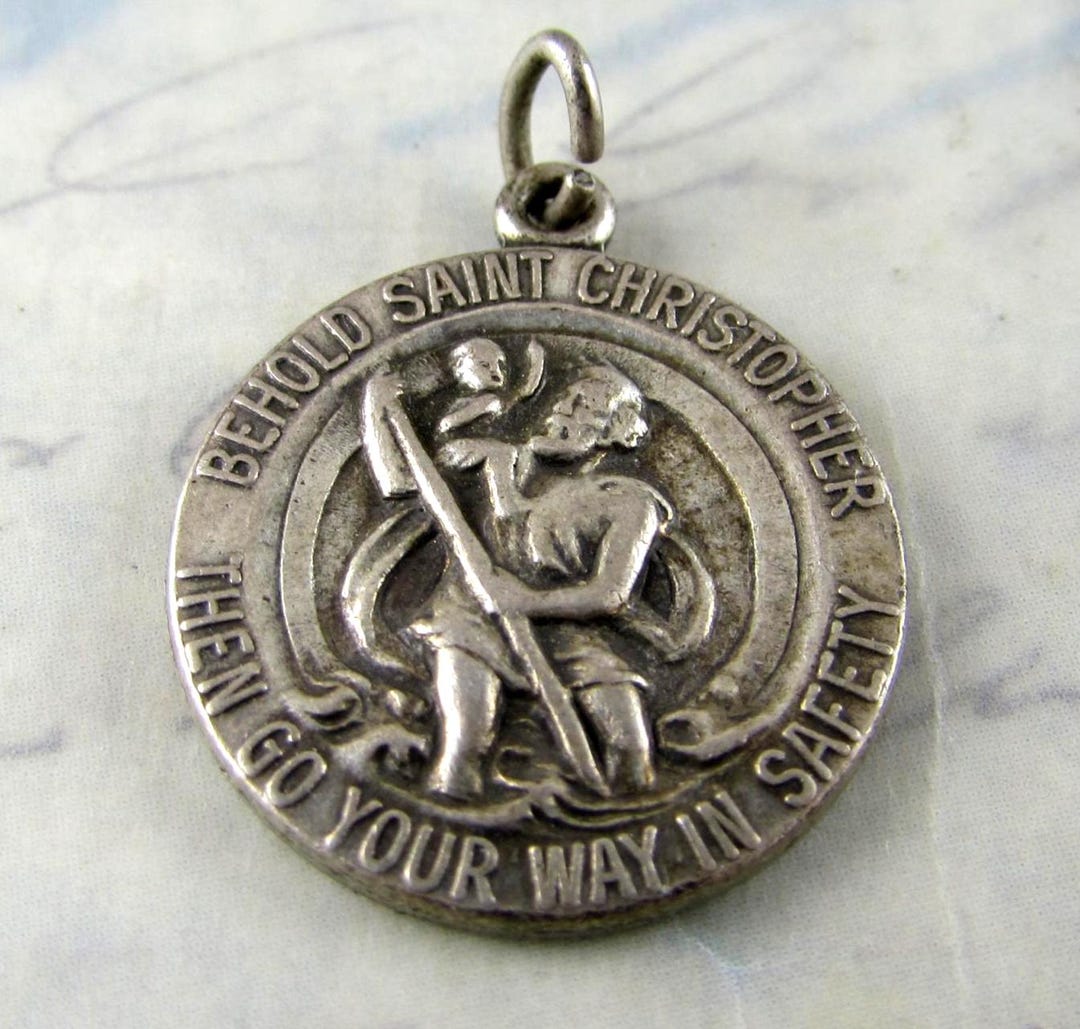 Vintage Sterling Silver Saint Christopher Medal Antaya Religious Charms ...