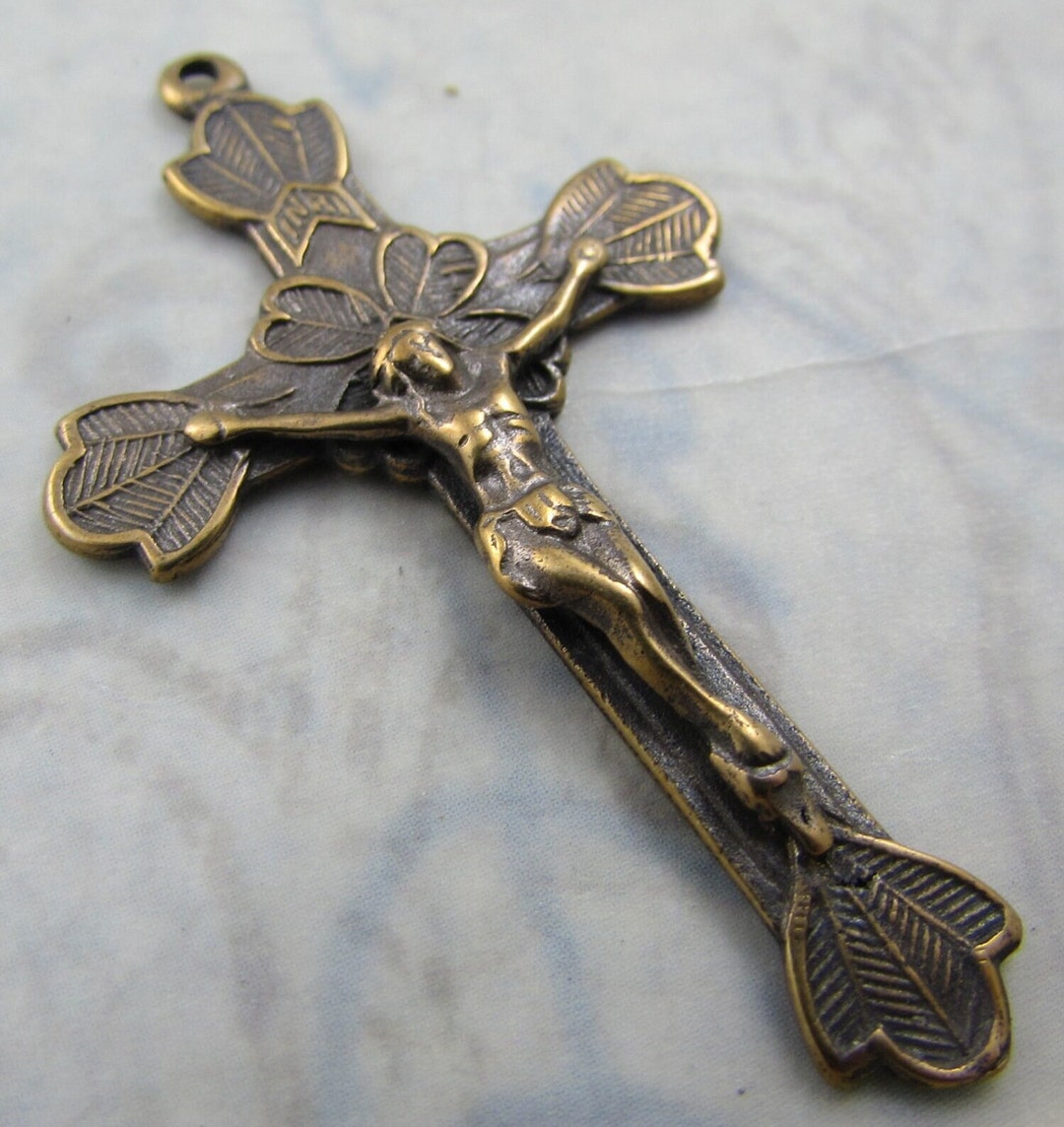 Solid Bronze Crucifix Rosary Parts Catholic Jewelry Catholic Pendants ...