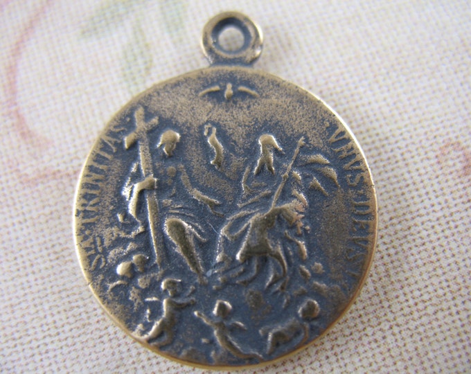 Holy Trinity Holy Spirit Solid Bronze Religious Medal Religious Charms ...