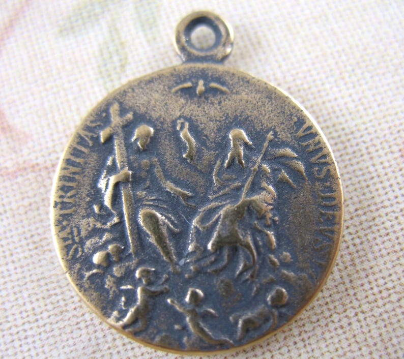 Holy Trinity Holy Spirit Solid Bronze Religious Medal Religious Charms ...