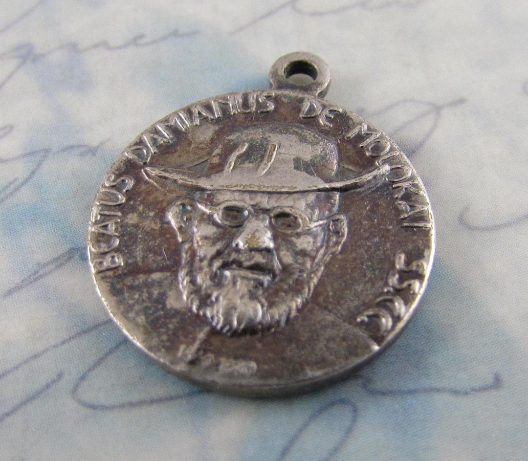 Saint Damian of Molokai Vintage Religious Medal Catholic Jewelry ...