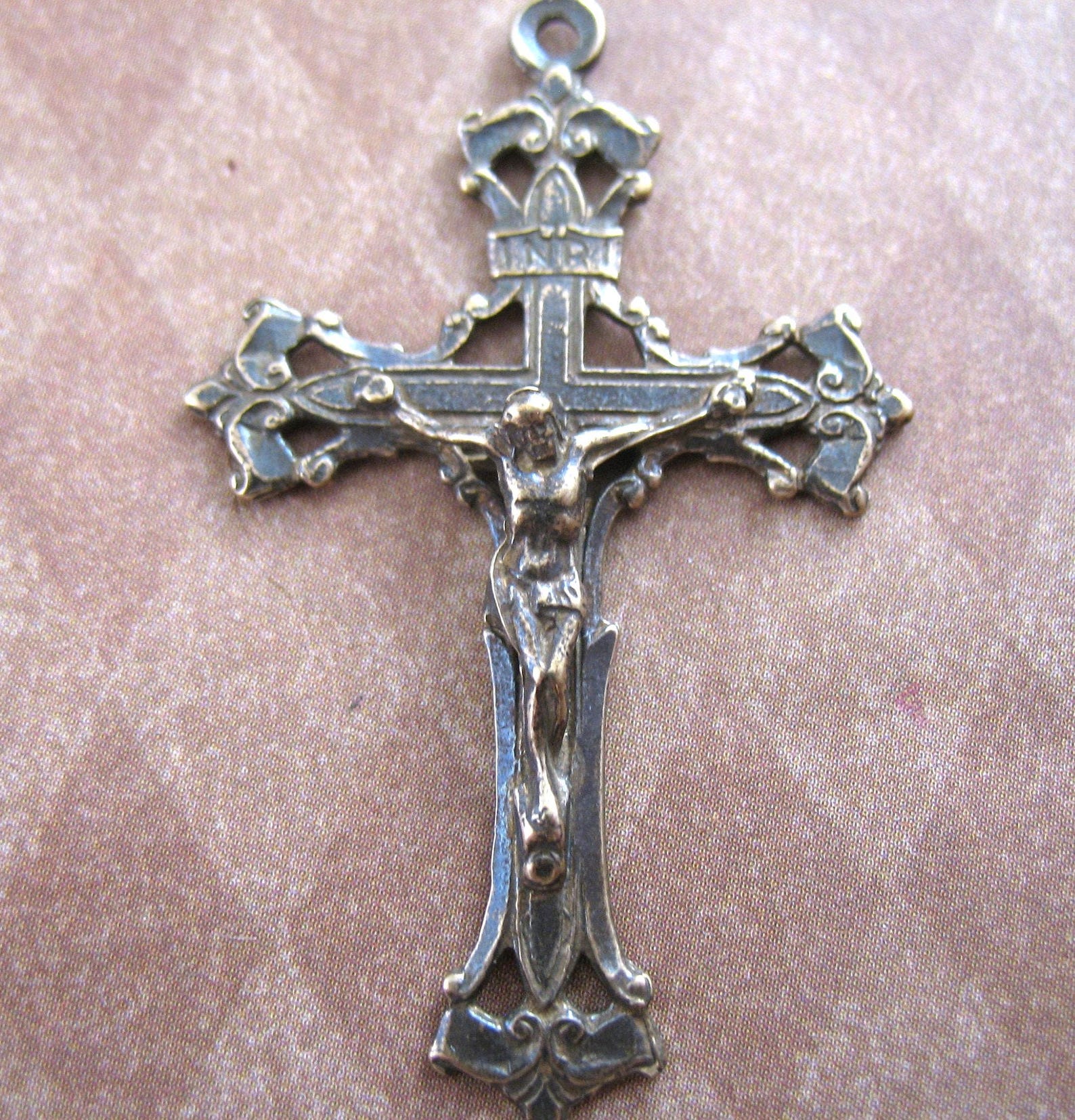 Solid Bronze Crucifix Rosary Parts Religious Charms Pendants Catholic ...