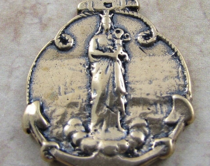 Solid Bronze French Religious Medal Marseille Religious Charms Catholic ...