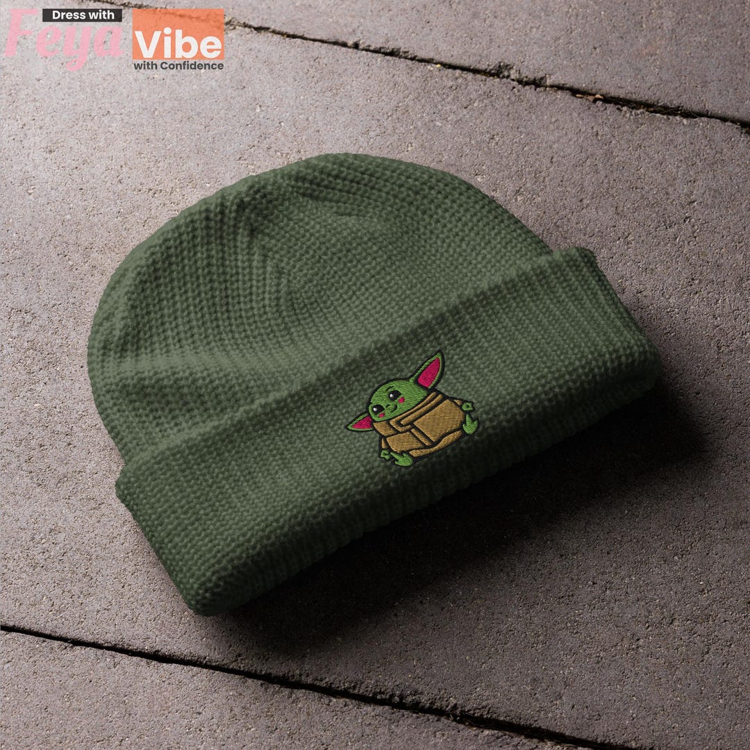 Cute Baby Yoda Monster Hat - Simple Art Embroidered Fisherman Beanie ...