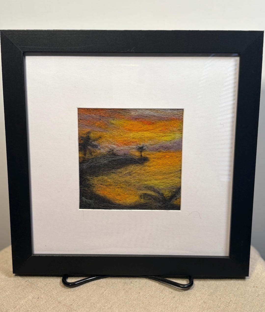 Guam Sunset Needle Felt Art: Handmade Wool Landscape in Black Frame - Etsy