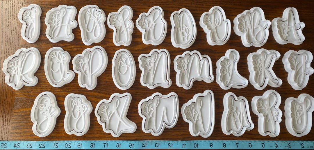 Cursive Alphabet Cookie Cutters With Stamps - Etsy