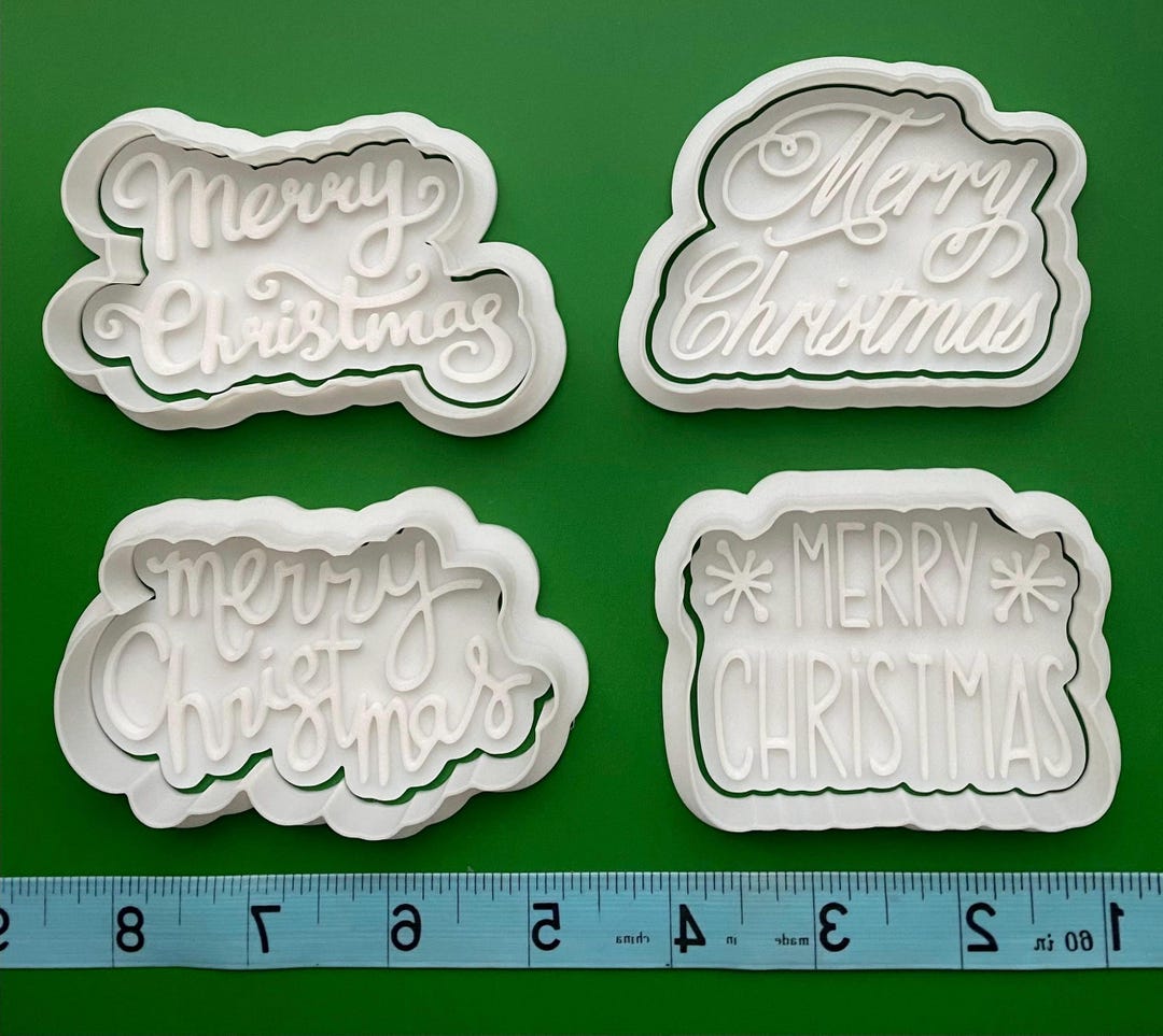 Christmas Merry Christmas Cookie Cutters With Stamp - Etsy