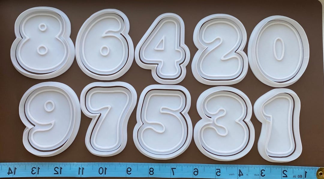 Number Cookie Cutters With Stamps - Etsy