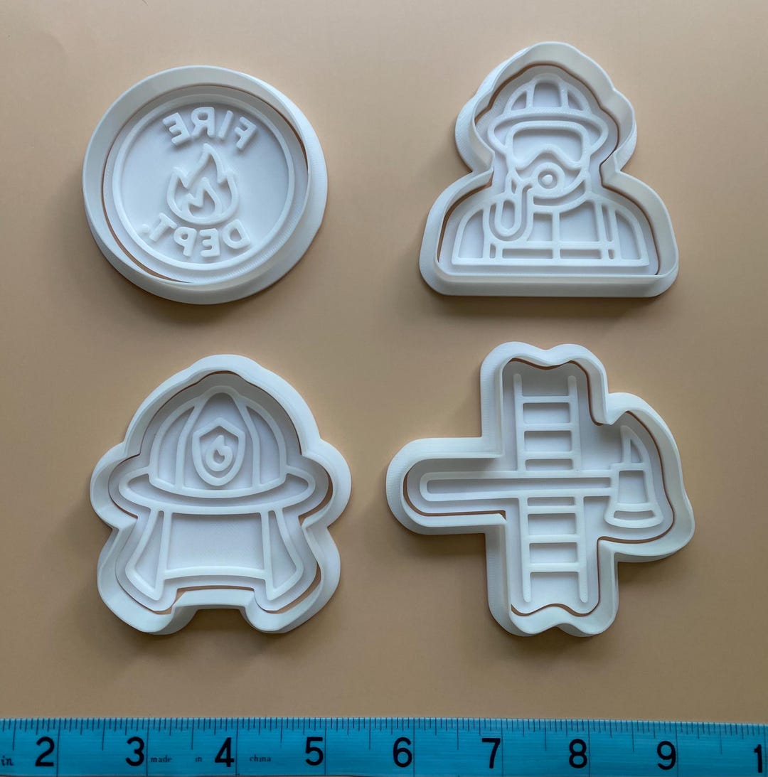 Firefighter Cookie Cutters With Stamps - Etsy