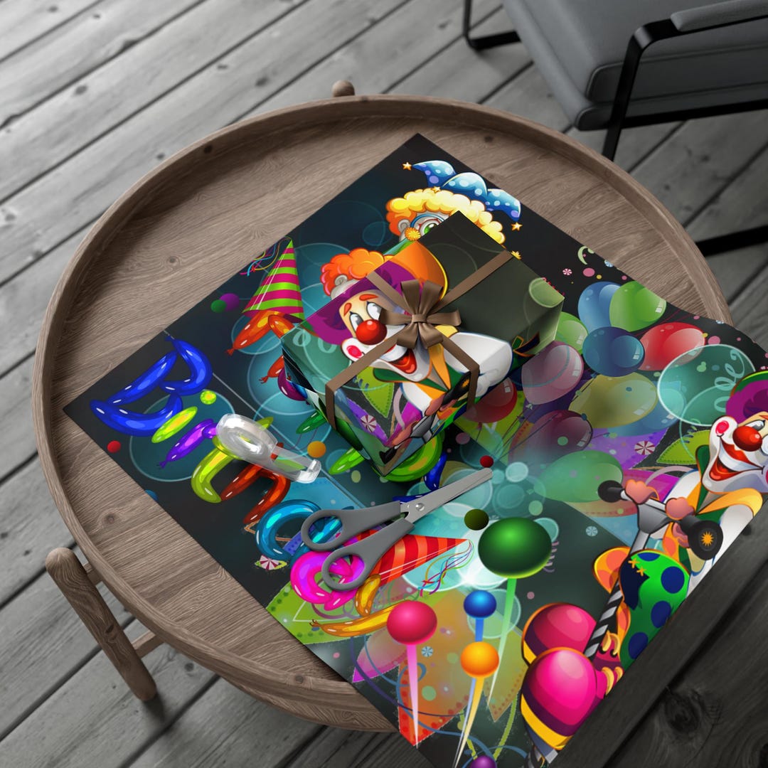 Black Birthday With Clowns Gift Wrap Papers - Etsy