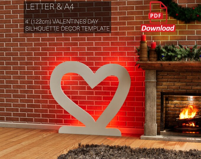 6 Inch Heart Printable Template-large Heart Cutout-valentines Day Decor ...