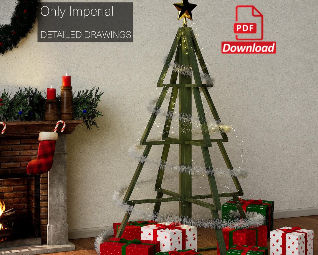 5' Wooden Christmas Tree Plans - 2x1 Christmas Tree Decor - Wood ...